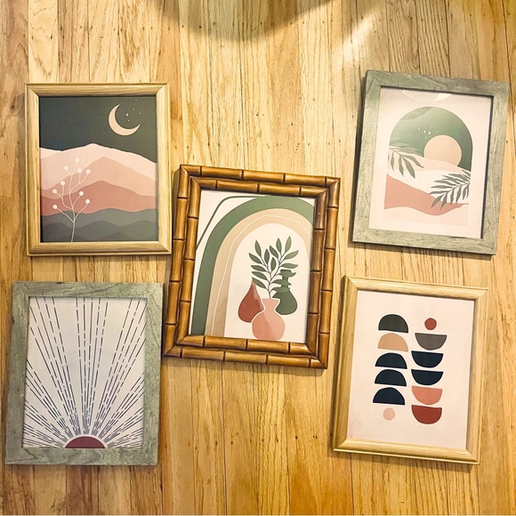 Wall Decor | 5 Framed Boho Style Artwork | Poshmark